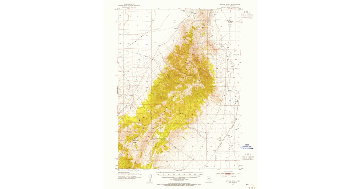 1953 Map of Spruce Mtn 4, Elko County, NV — High-Res, 1955 Print | Pastmaps