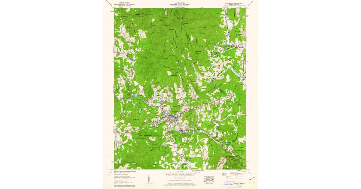 1960 Map of Spruce Pine, NC — High-Res | Pastmaps