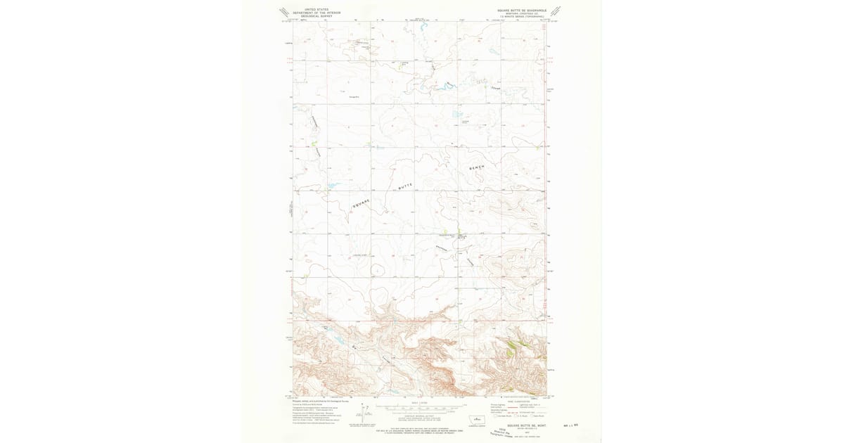 1972 Map of Square Butte SE, Chouteau County, MT — High-Res | Pastmaps