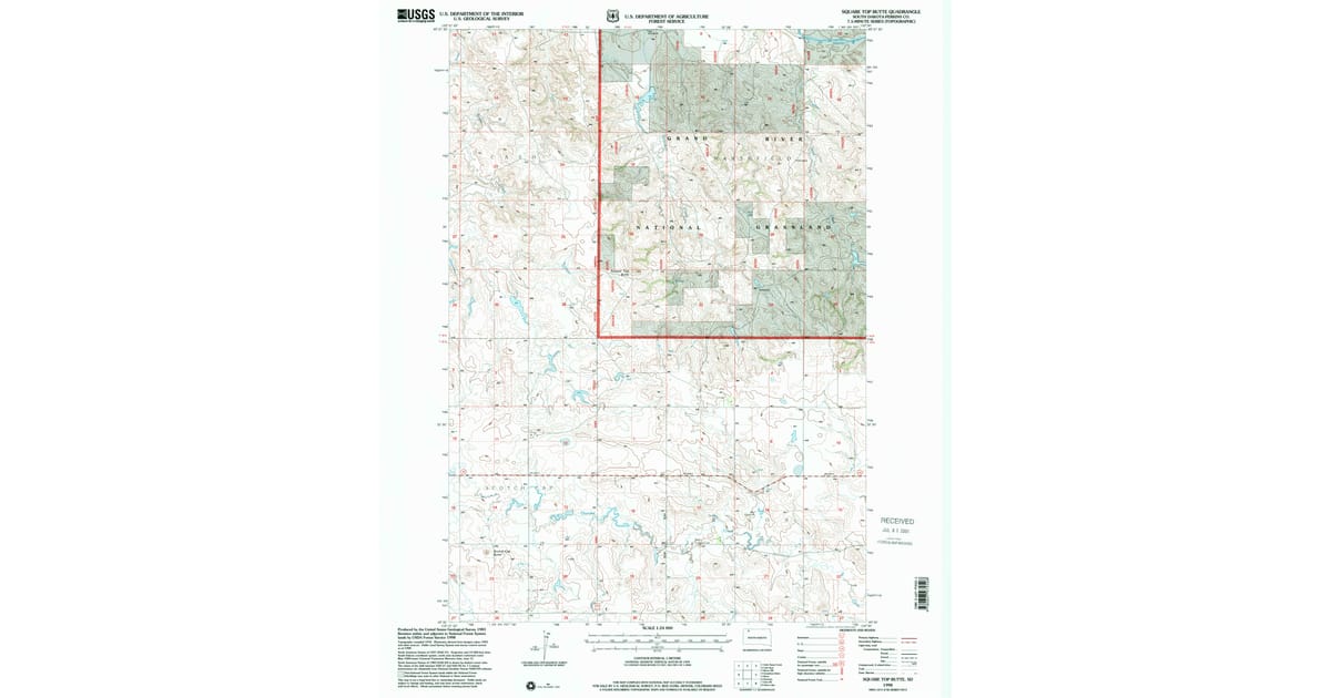 1998 Map of Square Top Butte, Perkins County, SD — High-Res | Pastmaps
