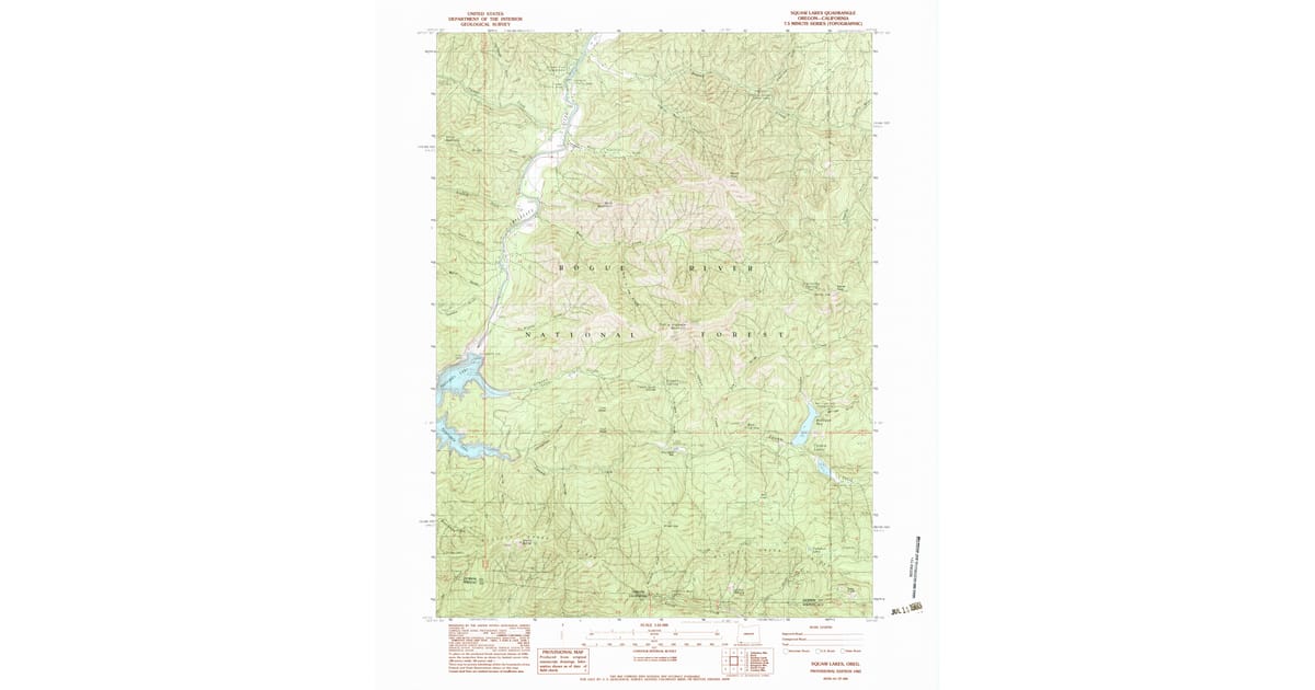 1983 Map of Squaw Lakes, Jackson County, OR — High-Res | Pastmaps