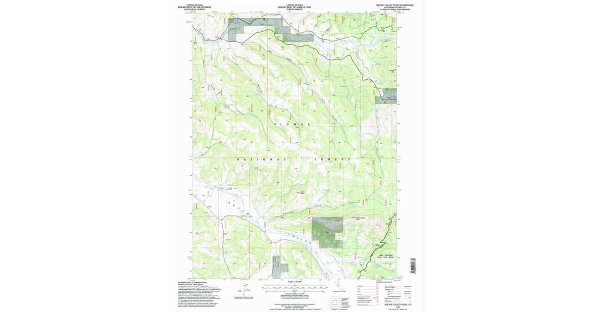 1994 Map of Squaw Valley Peak, Plumas County, CA — High-Res | Pastmaps