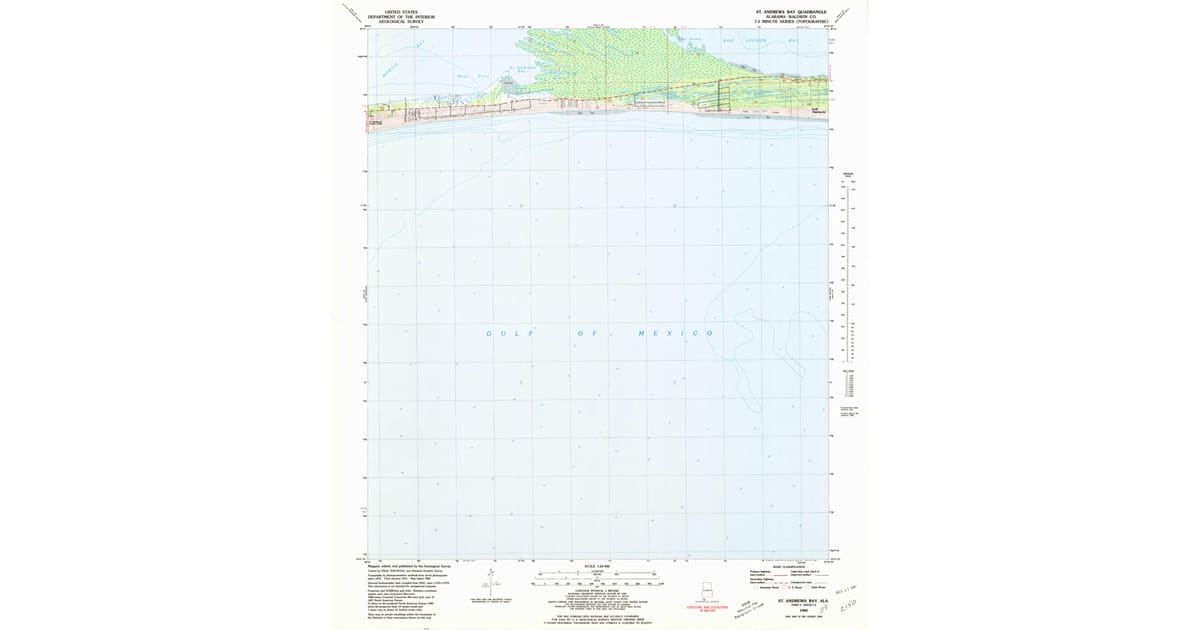 1980 Map of St. Andrews Bay, Baldwin County, AL — High-Res | Pastmaps