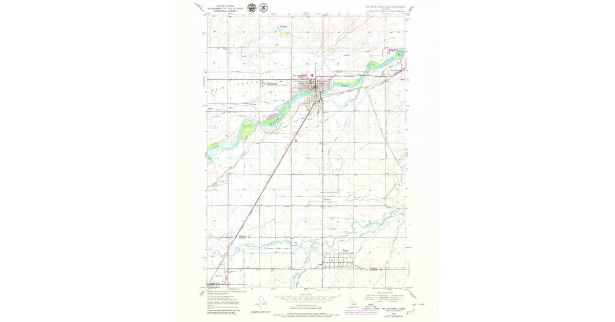 1950 Map of St Anthony, Fremont County, ID — High-Res, 1980 Print ...