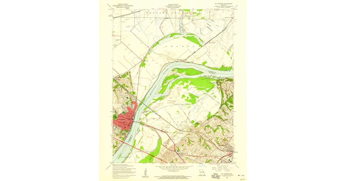 1954 Map of St. Charles, MO — High-Res | Pastmaps