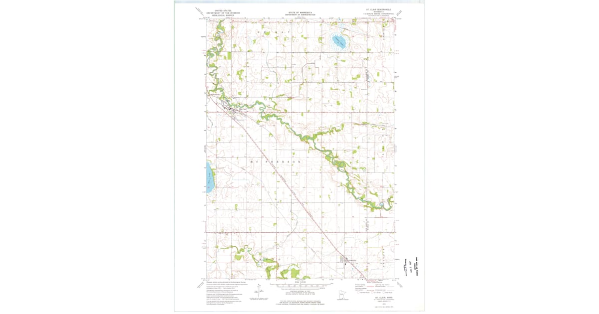 1974 Map of St Clair, Blue Earth County, MN — High-Res | Pastmaps