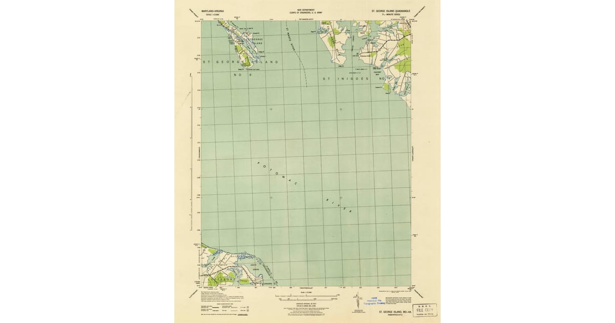 1943 Map of St. George Island, MD — High-Res | Pastmaps