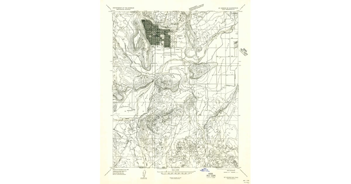 1956 Map of St. George SE, Washington County, UT — High-Res | Pastmaps