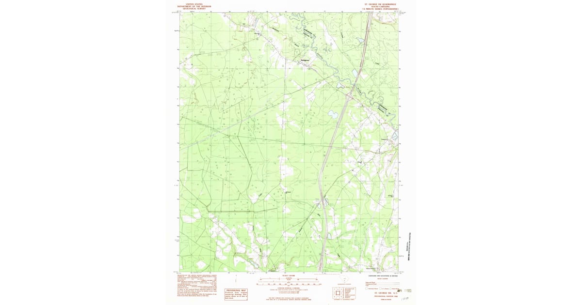 1982 Map of St. George SW, Colleton County, SC — High-Res | Pastmaps