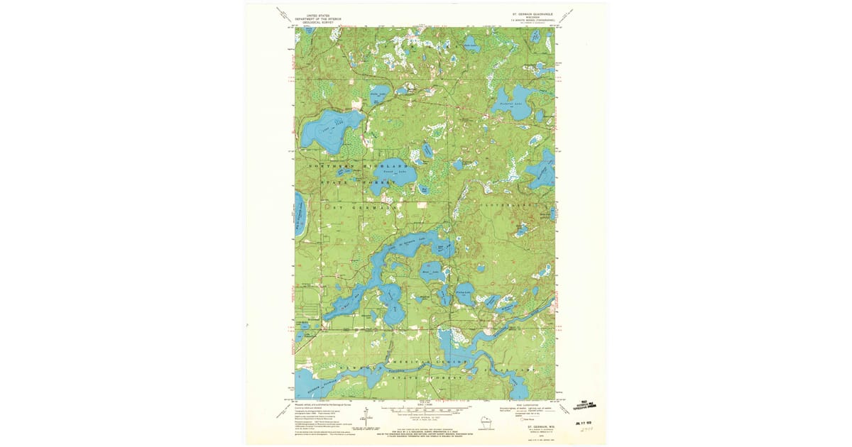 1970 Map of St. Germain, Vilas County, WI — High-Res | Pastmaps