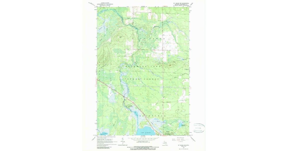 1965 Map of St. Helen NW, Roscommon County, MI — High-Res, 1989 Print ...