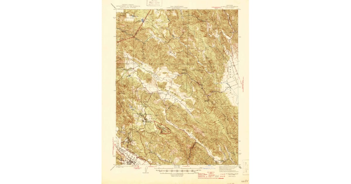 1945 Map of St. Helena, CA — High-Res, 1945 Print #2 | Pastmaps