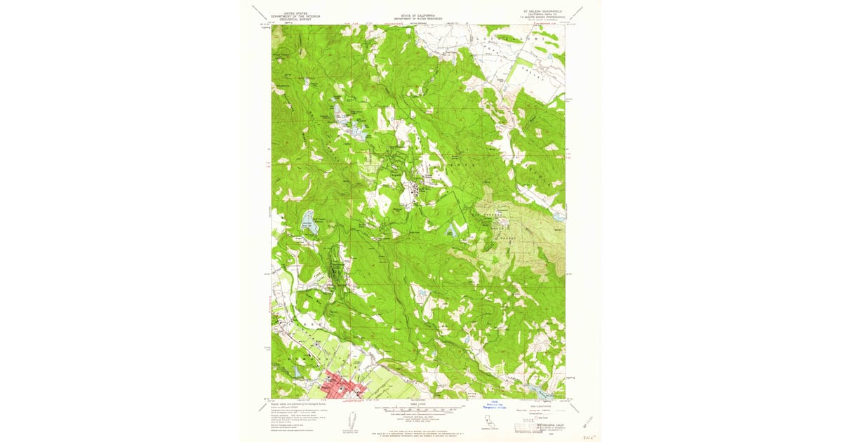 1960 Map of St. Helena, CA — High-Res | Pastmaps