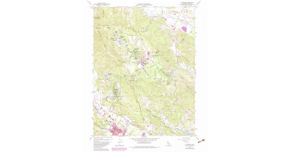 1960 Map of St. Helena, CA — High-Res, 1983 Print | Pastmaps