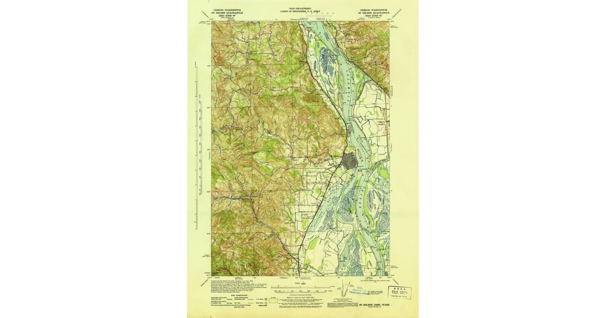 1943 Map of St Helens, Columbia County, OR — High-Res | Pastmaps