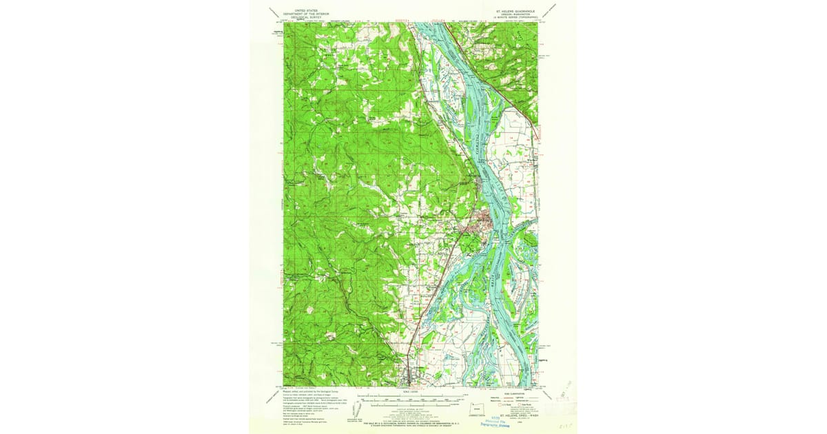 1954 Map of St Helens, Columbia County, OR — High-Res | Pastmaps