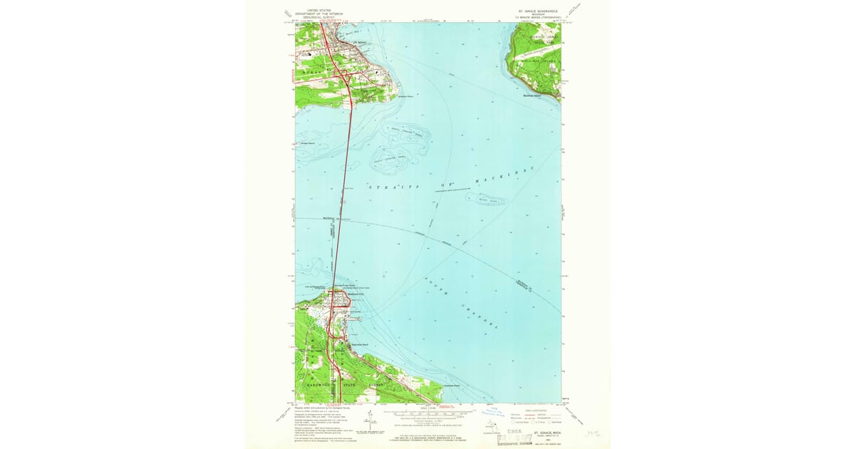 1964 Map of St. Ignace, MI — High-Res | Pastmaps
