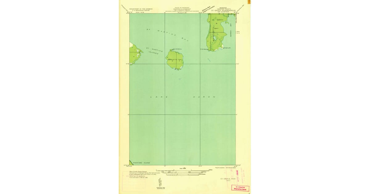 1932 Map of St Ignace NE, Mackinac County, MI — High-Res | Pastmaps
