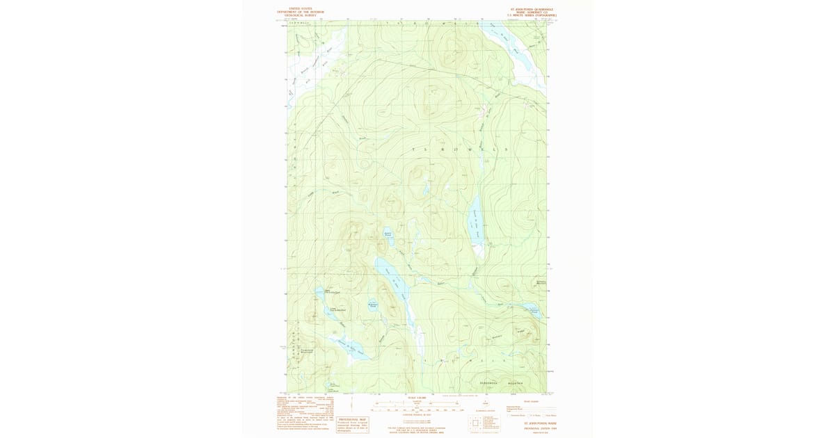 1989 Map of St. John Ponds, Somerset County, ME — High-Res | Pastmaps