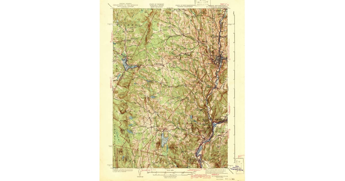 1943 Map of St. Johnsbury, Caledonia County, VT — High-Res | Pastmaps
