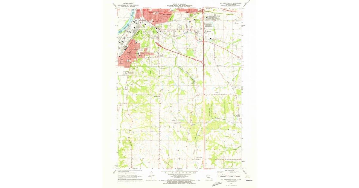 1971 Map of St. Joseph South, Buchanan County, MO — High-Res | Pastmaps