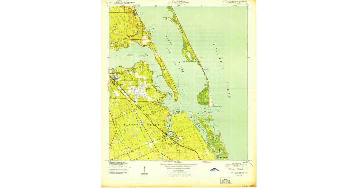 1950 Map of St. Lucie Inlet, Martin County, FL — High-Res | Pastmaps