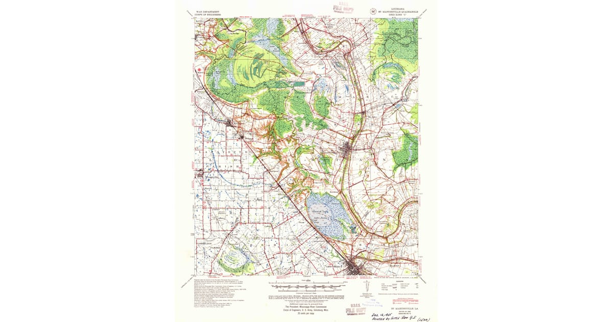 1939 Map of St. Martinsville, St. Martin Parish, LA — High-Res, 1955 ...