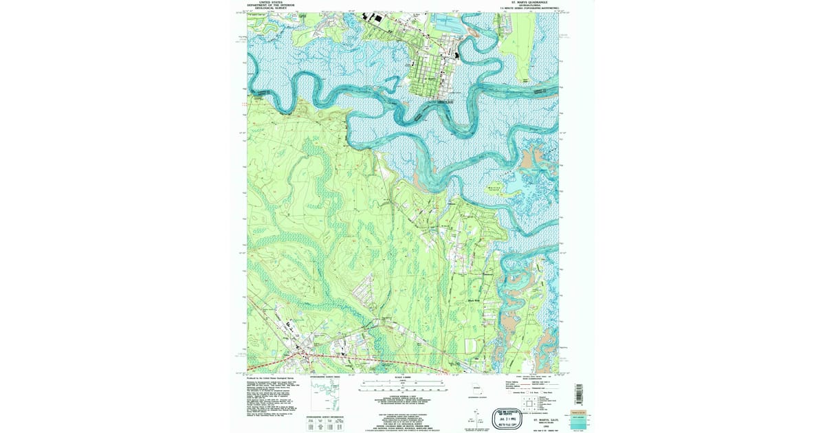 1993 Map of St Marys, Camden County, GA — High-Res | Pastmaps