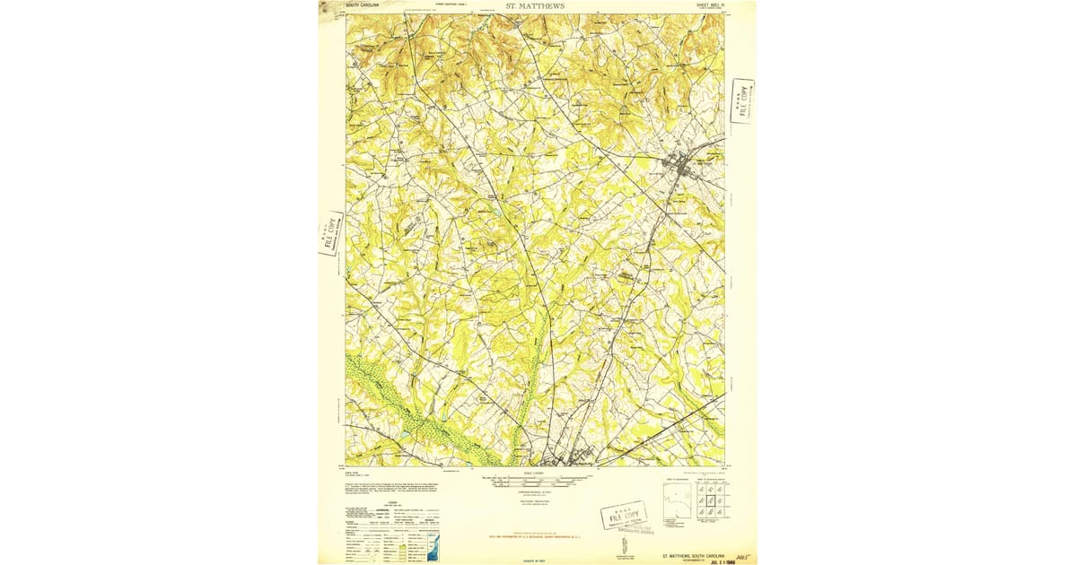 1946 Map of St. Matthews, SC — High-Res | Pastmaps