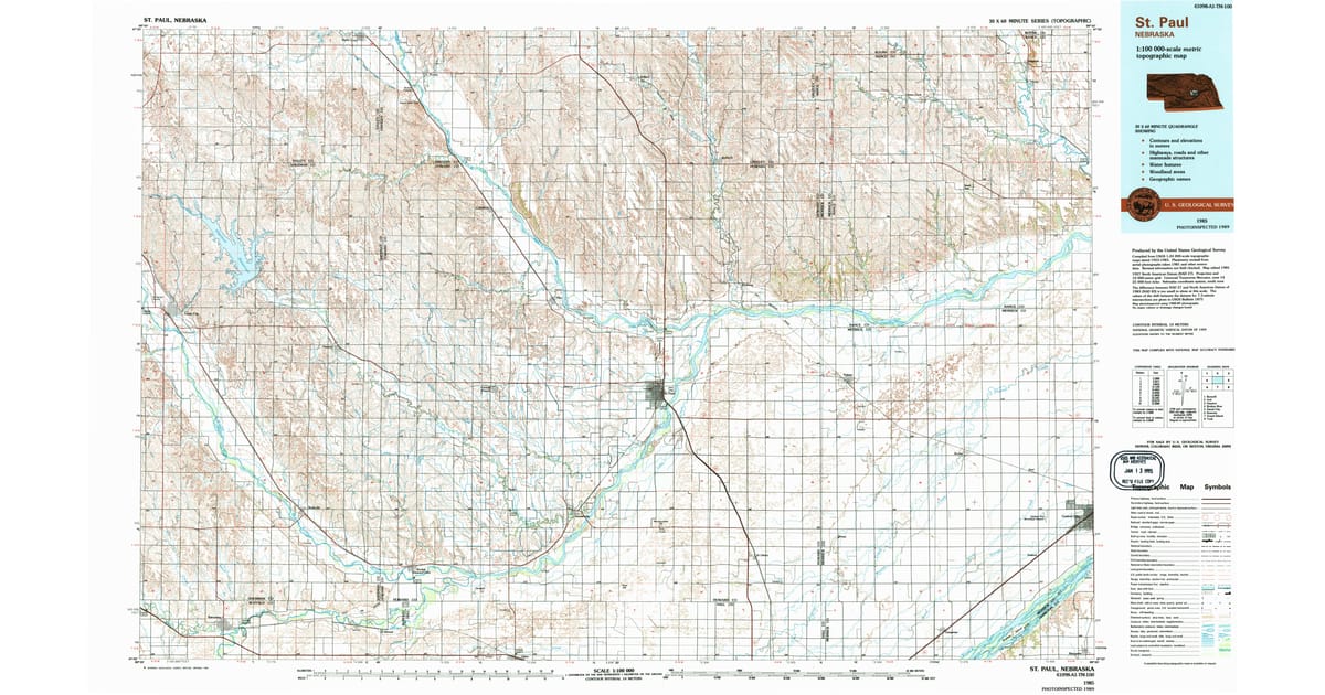 1985 Map of St. Paul, NE — High-Res, 1994 Print | Pastmaps