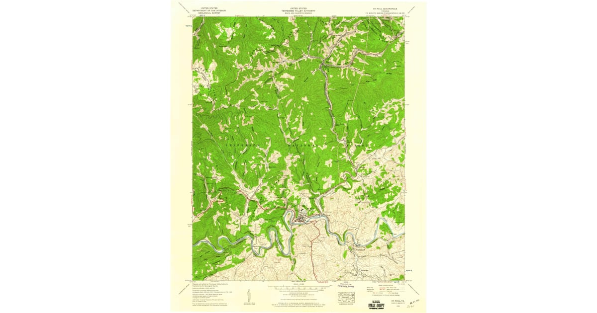 1958 Map of St Paul, Russell County, VA — High-Res | Pastmaps