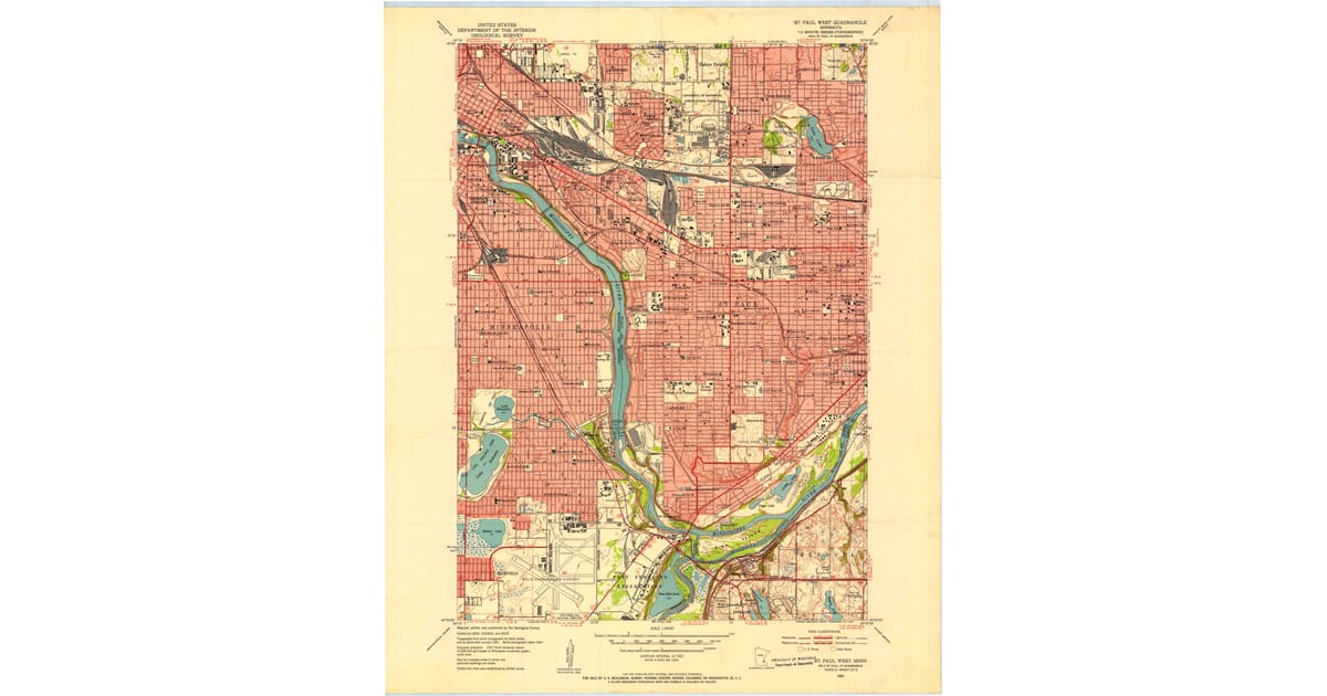 1951 Map of St. Paul West, Ramsey County, MN — High-Res, 1953 Print #2 ...