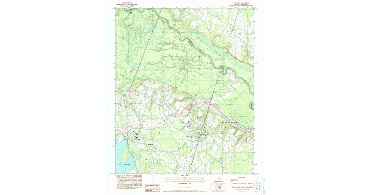 1990 Map of St. Stephen, SC — High-Res | Pastmaps