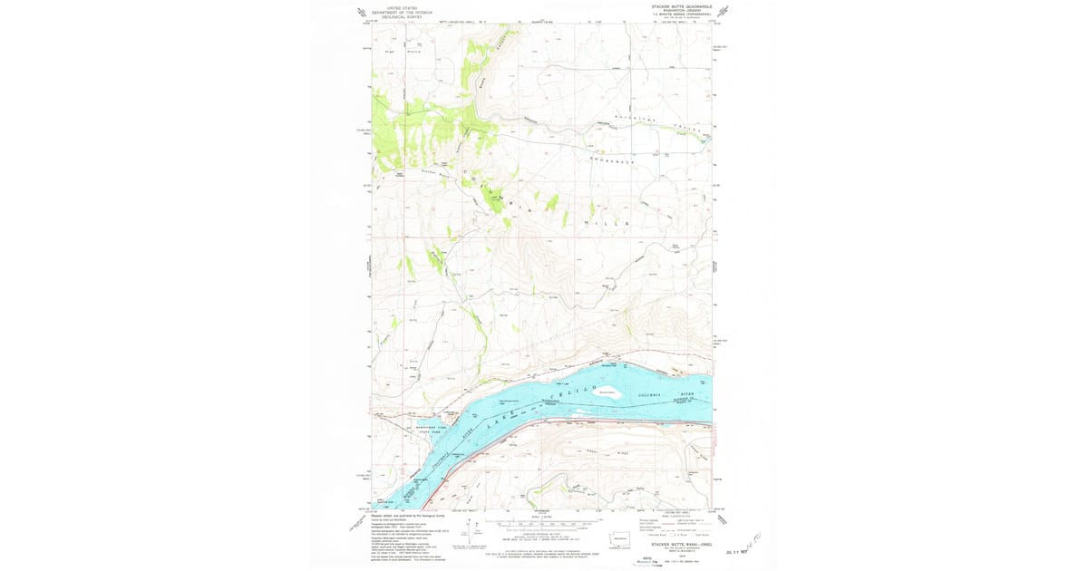 1974 Map of Stacker Butte, Klickitat County, WA — High-Res | Pastmaps