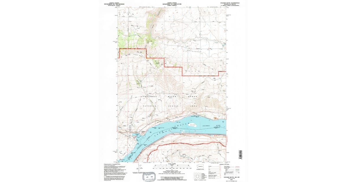 1994 Map of Stacker Butte, Klickitat County, WA — High-Res | Pastmaps