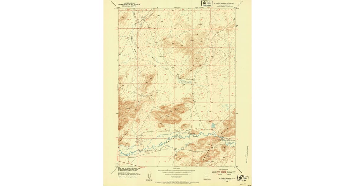 1951 Map of Stampede Meadow, Fremont County, WY — High-Res | Pastmaps