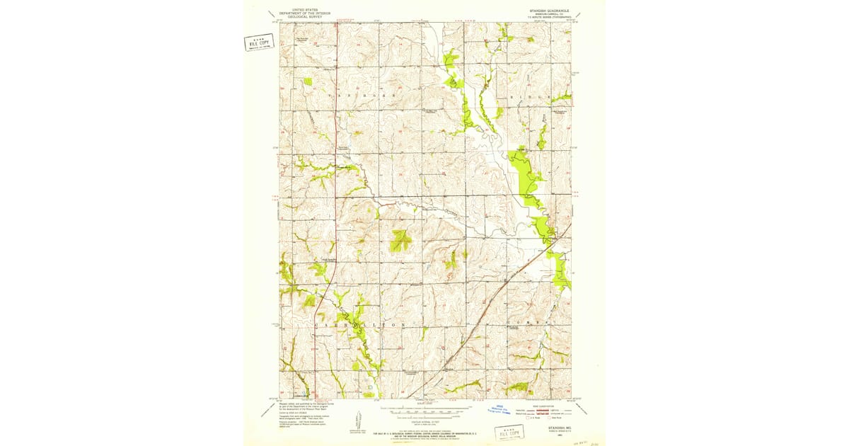 1951 Map of Standish, Carroll County, MO — High-Res, 1952 Print #2 ...