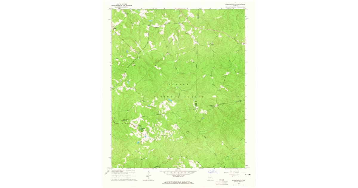1964 Map of Stanfordville, Jasper County, GA — High-Res | Pastmaps