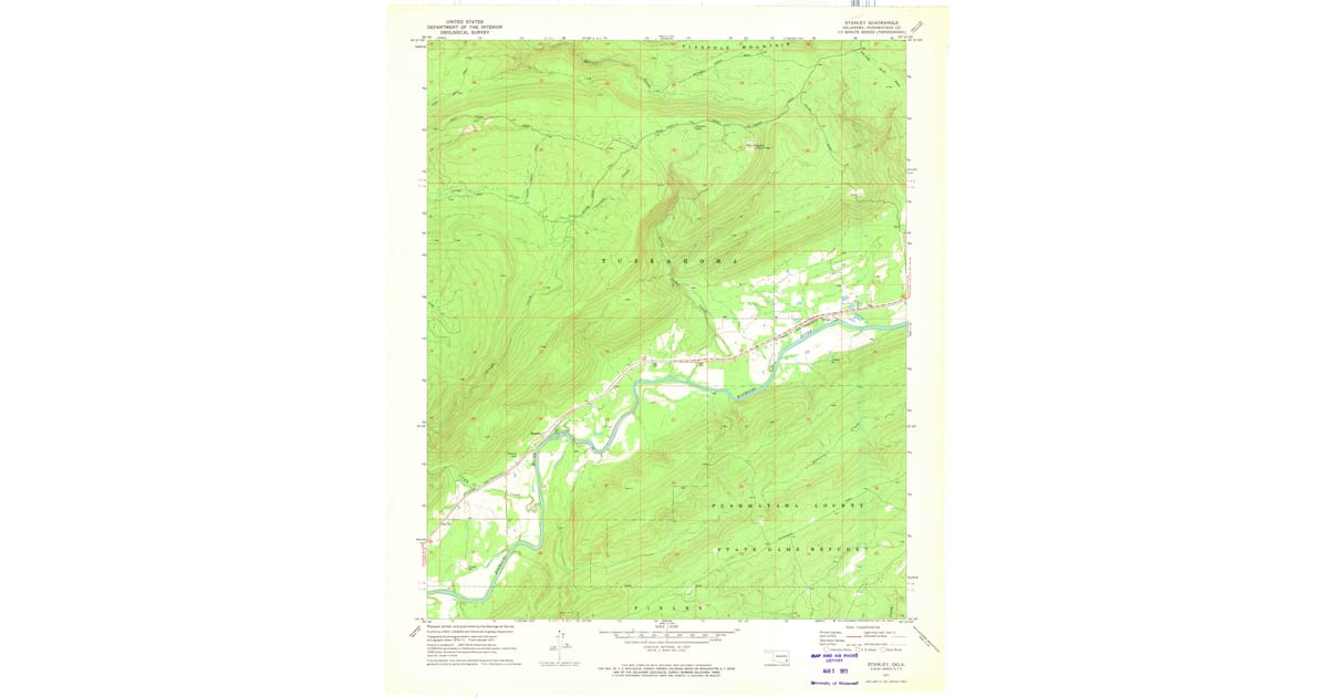 1971 Map of Stanley, Pushmataha County, OK — High-Res | Pastmaps