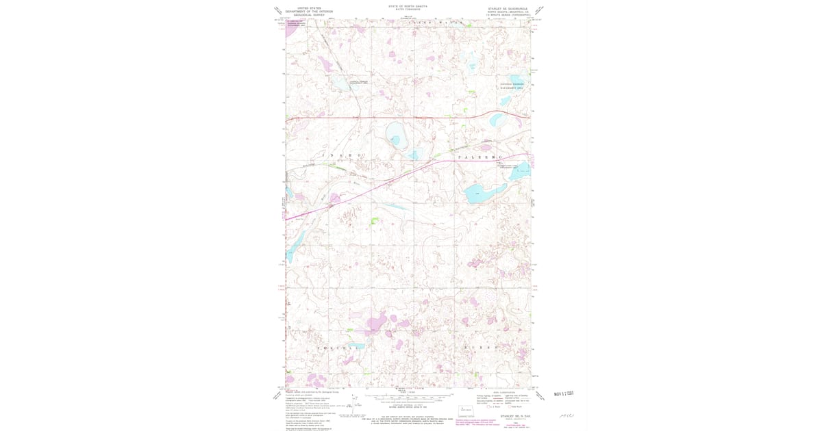 1981 Map of Stanley SE, Mountrail County, ND — High-Res | Pastmaps
