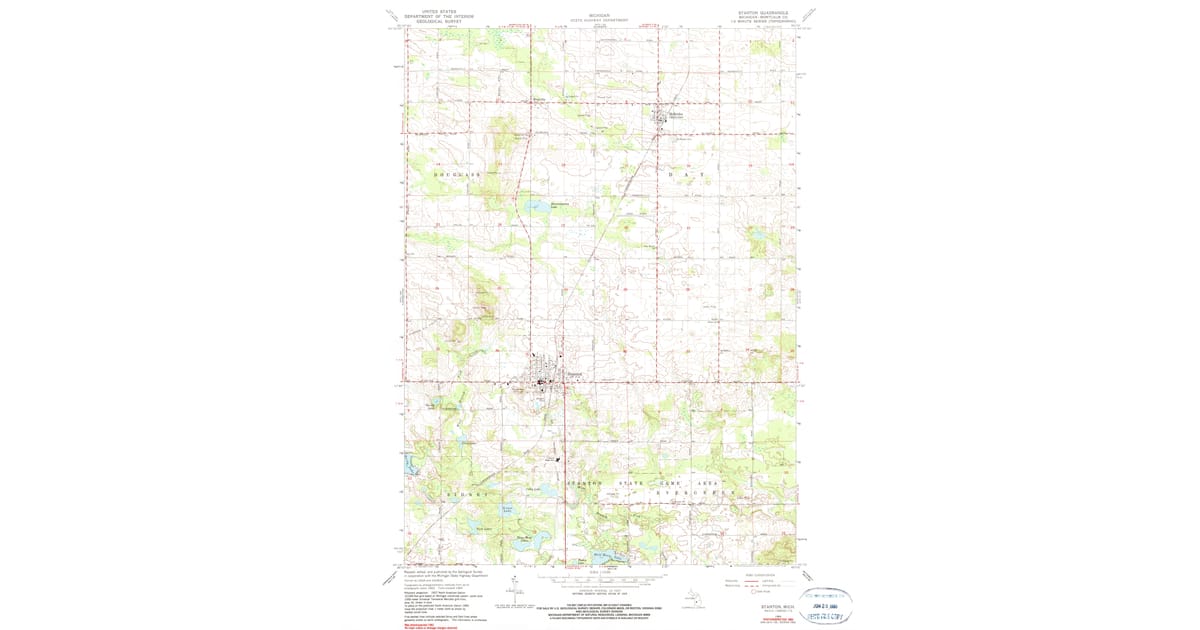 1964 Map of Stanton, MI — High-Res, 1982 Print #3 | Pastmaps