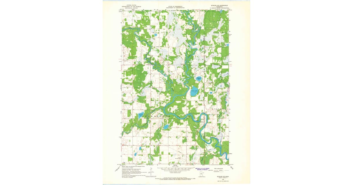 1966 Map of Staples NE, Wadena County, MN — High-Res | Pastmaps
