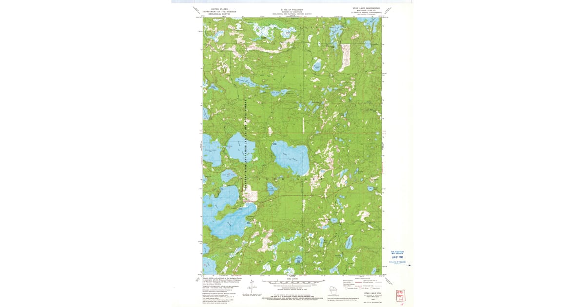 1982 Map of Star Lake, Vilas County, WI — High-Res | Pastmaps