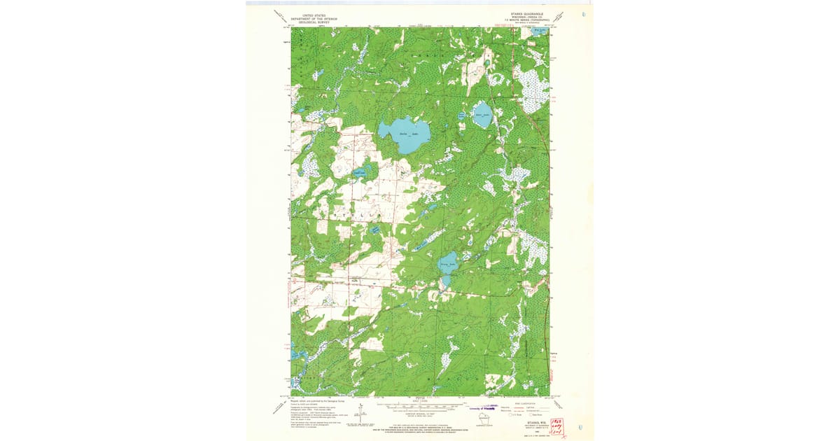 1965 Map of Starks, Oneida County, WI — High-Res | Pastmaps