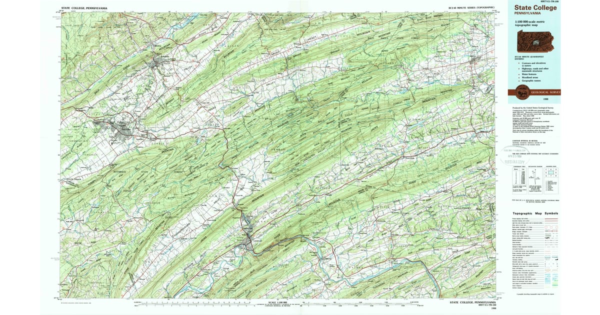 1988 Map of State College, PA — High-Res | Pastmaps