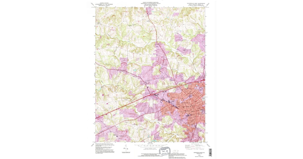 1993 Map of Statesville West, Iredell County, NC — High-Res | Pastmaps