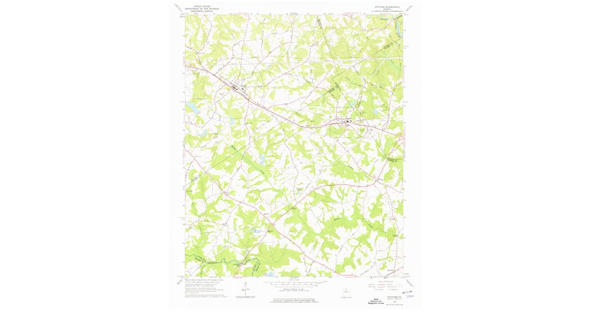 1964 Map of Statham, GA — High-Res, 1976 Print | Pastmaps