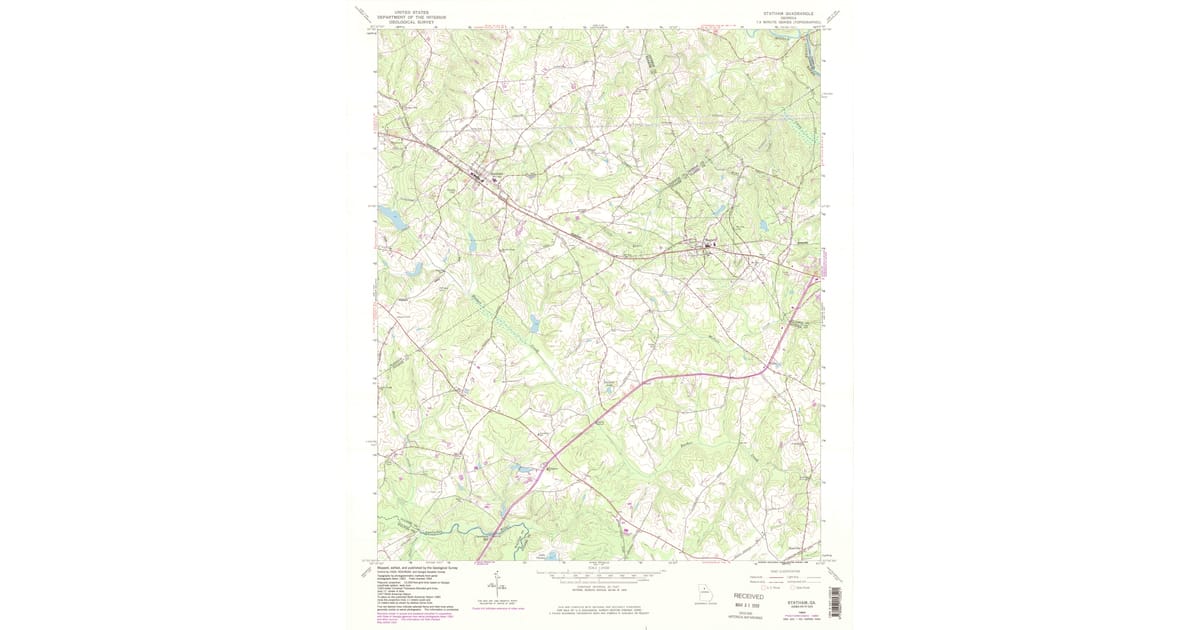 1964 Map of Statham, GA — High-Res, 1986 Print | Pastmaps