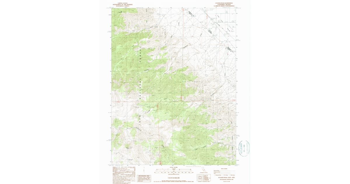 1987 Map of Station Peak, Mono County, CA — High-Res | Pastmaps