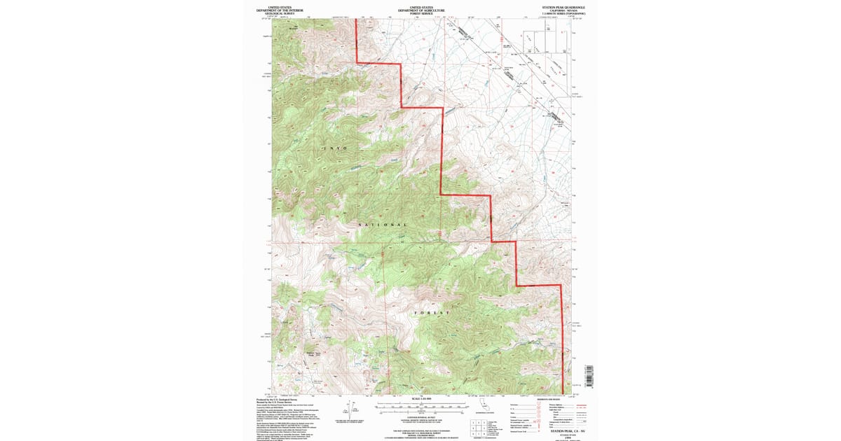 1994 Map of Station Peak, Mono County, CA — High-Res | Pastmaps
